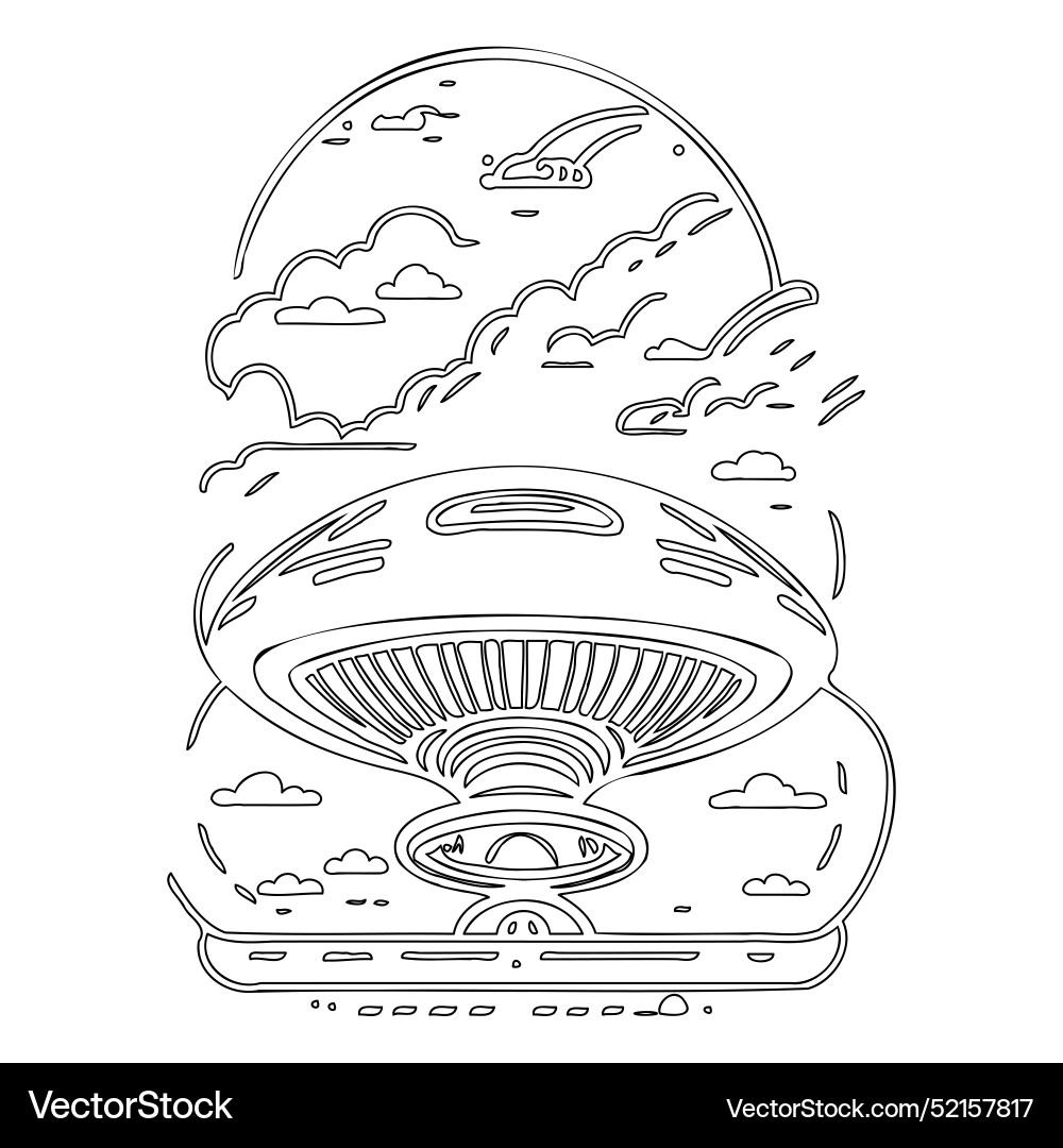 Ufo outline sketch Royalty Free Vector Image - VectorStock