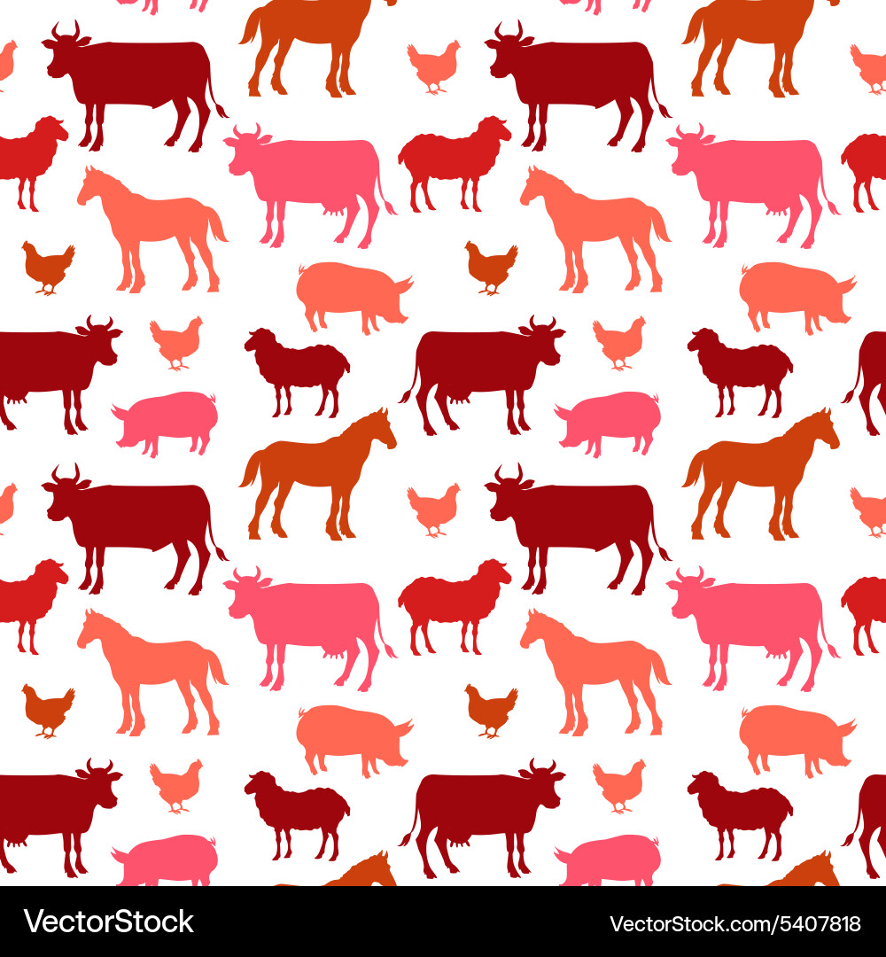 Beautiful farm animals seamless pattern in color Vector Image