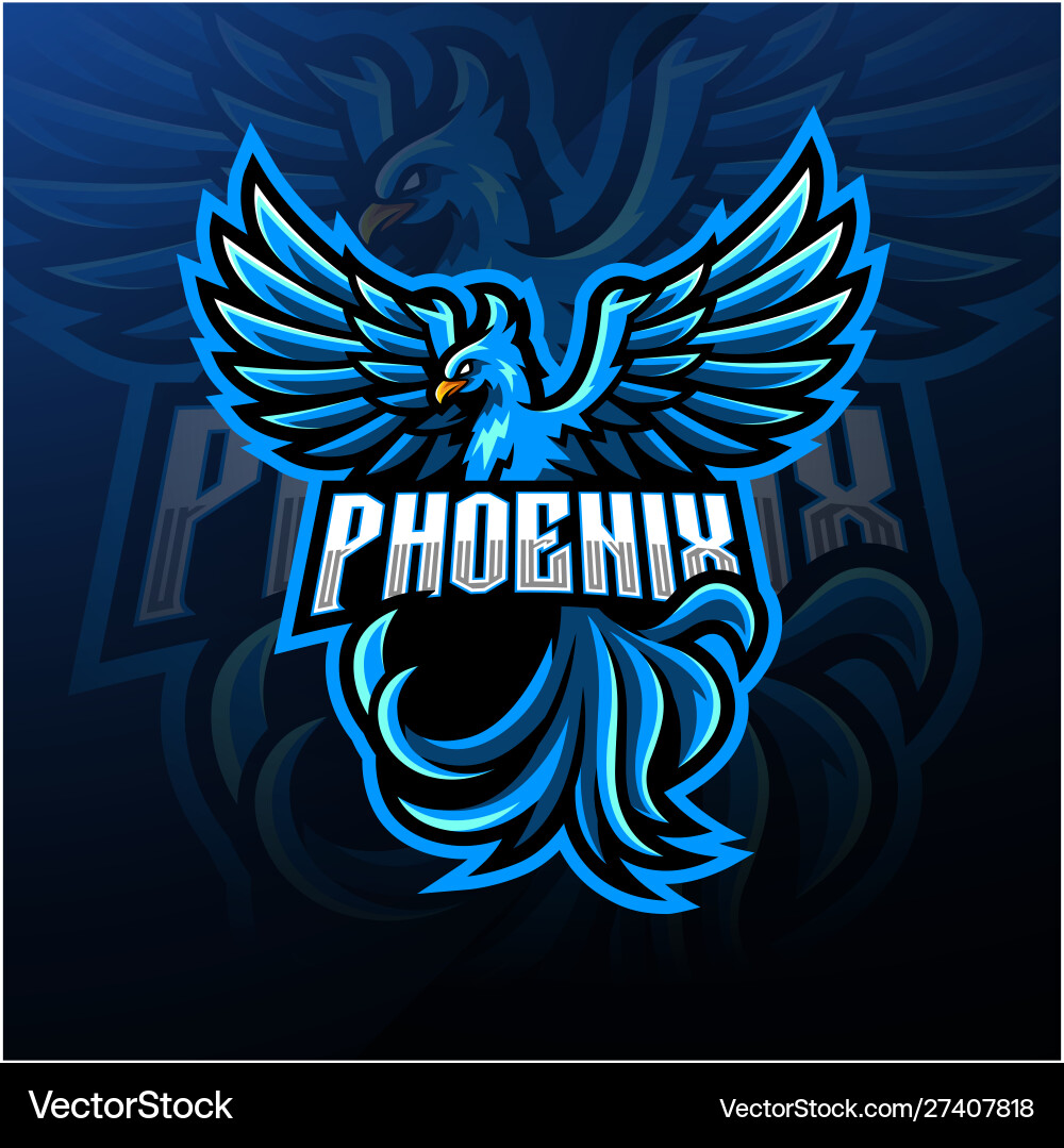 Blue phoenix esport mascot logo design Royalty Free Vector