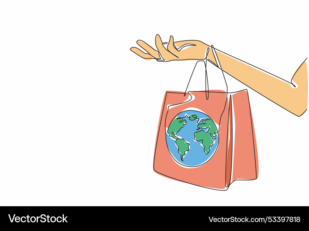 Continuous one line drawing a shopping bag Vector Image