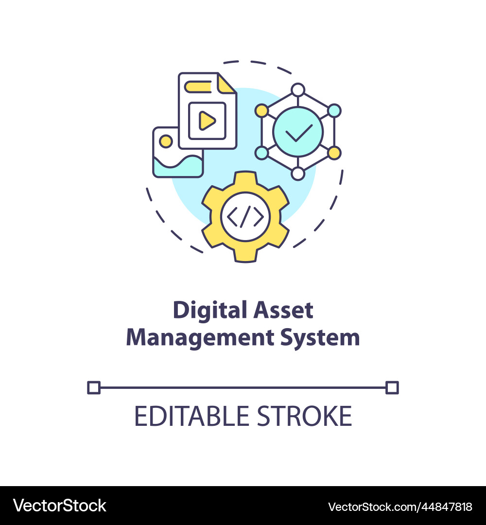 Digital asset management system concept icon Vector Image