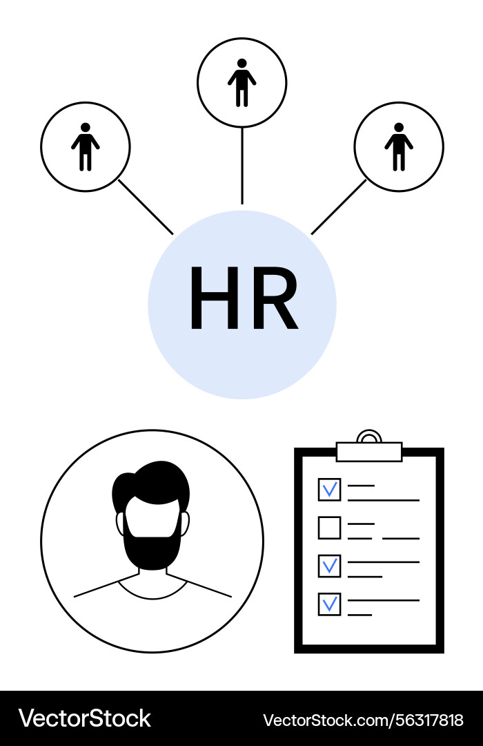 Hr management concept with employee network Vector Image