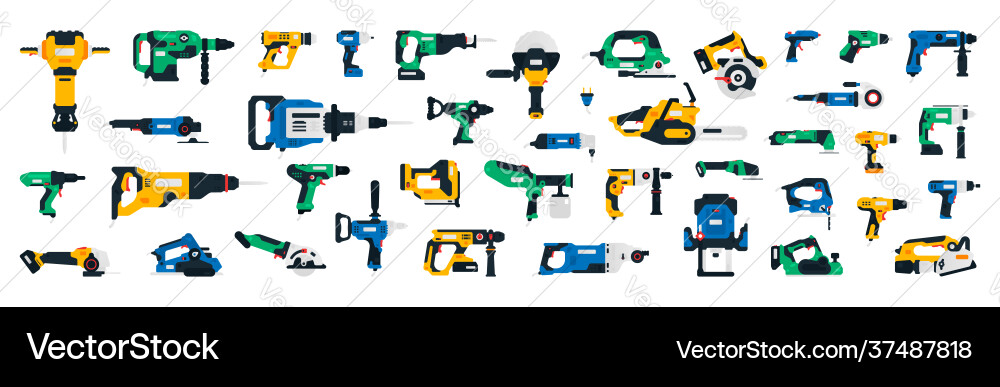 Large collection construction power tools Vector Image