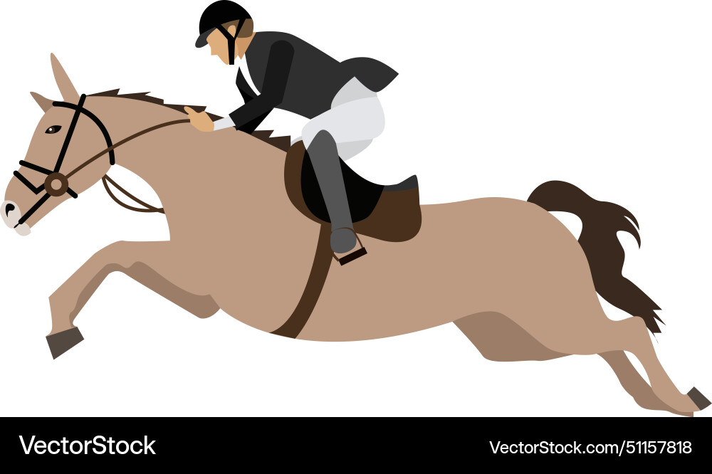 Man riding horse fast icon isolated Royalty Free Vector