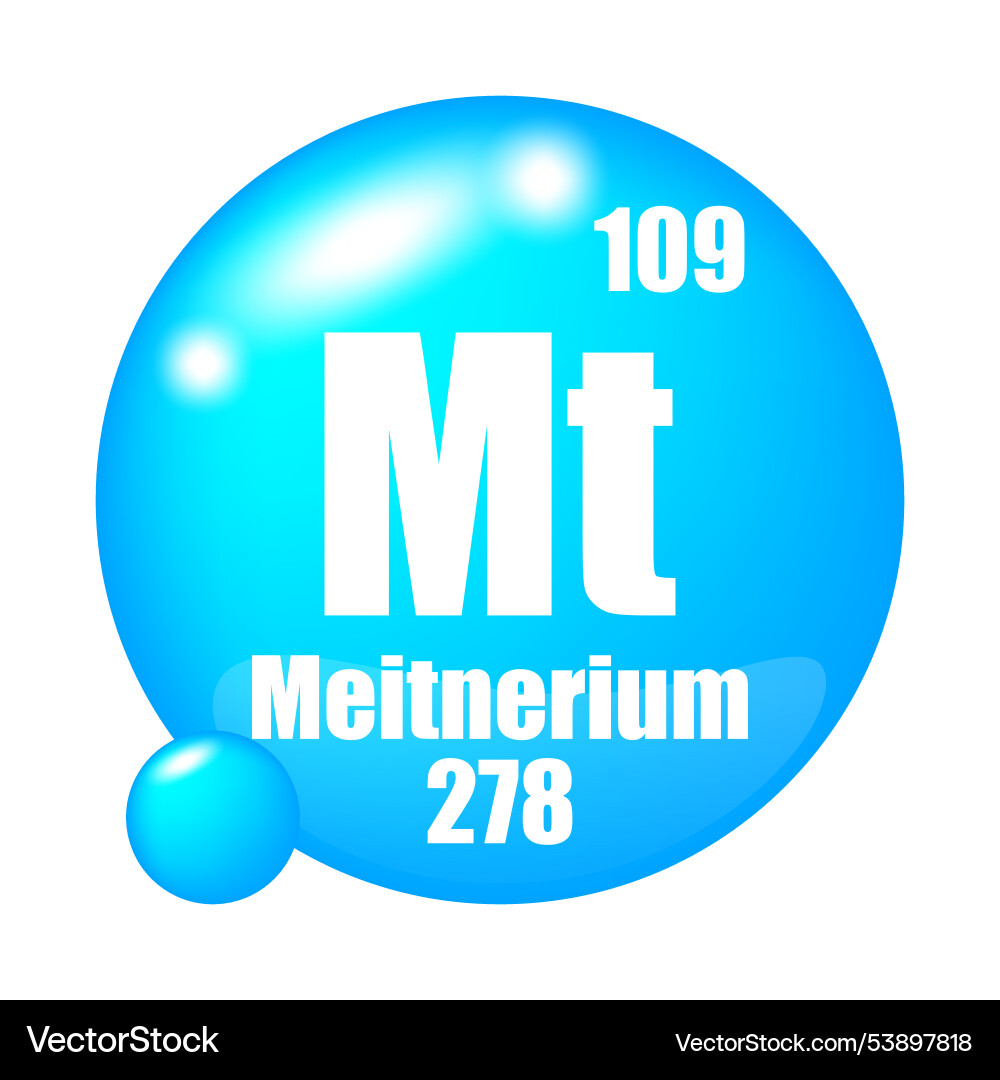 Meitnerium icon mt chemical element atomic number Vector Image