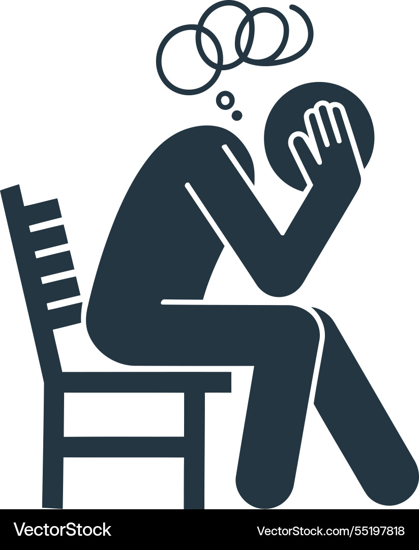Overwhelmed person thinking icon Royalty Free Vector Image