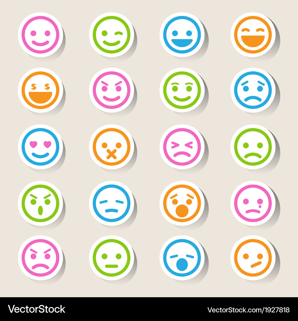Smiley faces icons set Royalty Free Vector Image