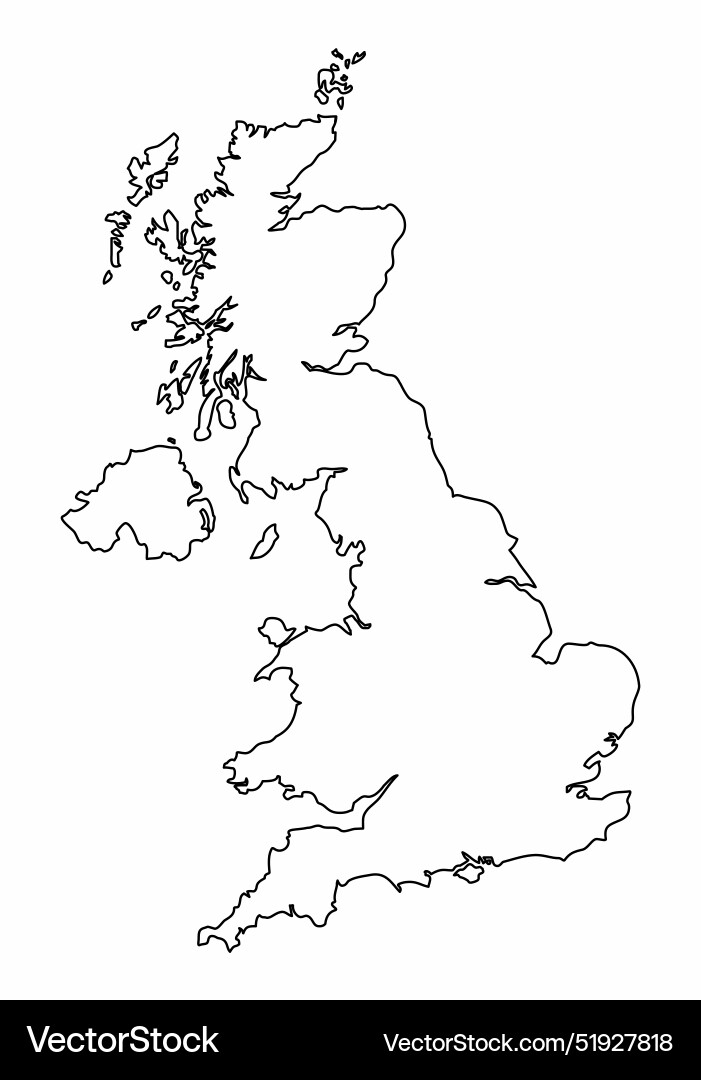 United kingdom outline map Royalty Free Vector Image