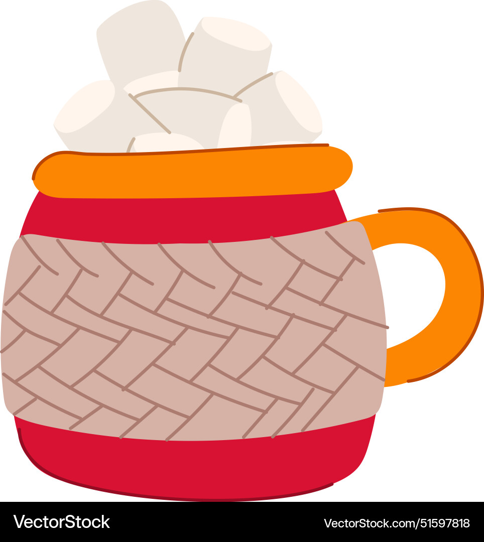 Winter marshmallow cup cartoon Royalty Free Vector Image