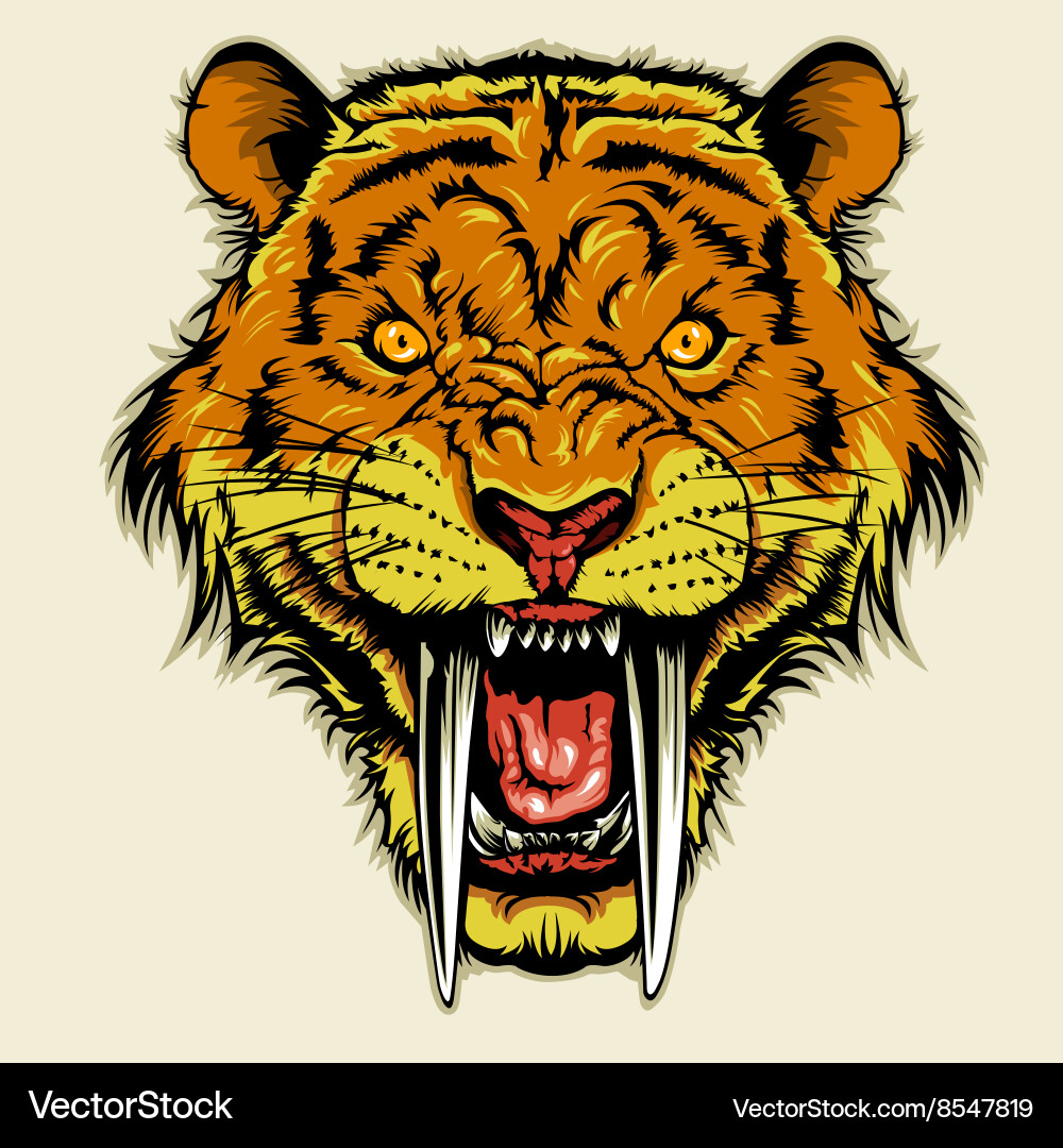 Angry sabertooth head Royalty Free Vector Image