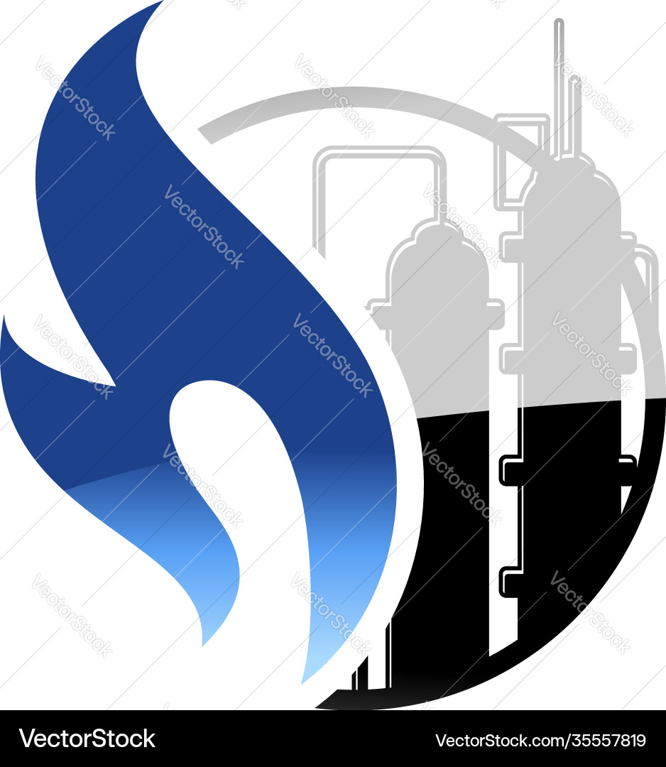 Blue fire natural gas logo Royalty Free Vector Image
