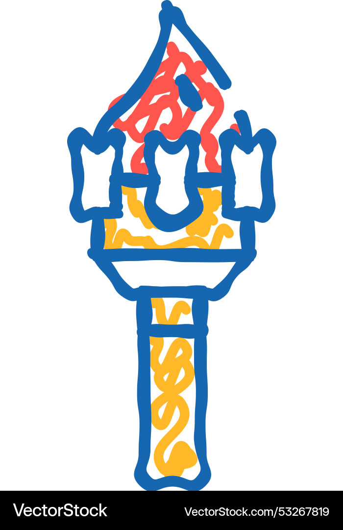 Burning torch icon doodle Royalty Free Vector Image