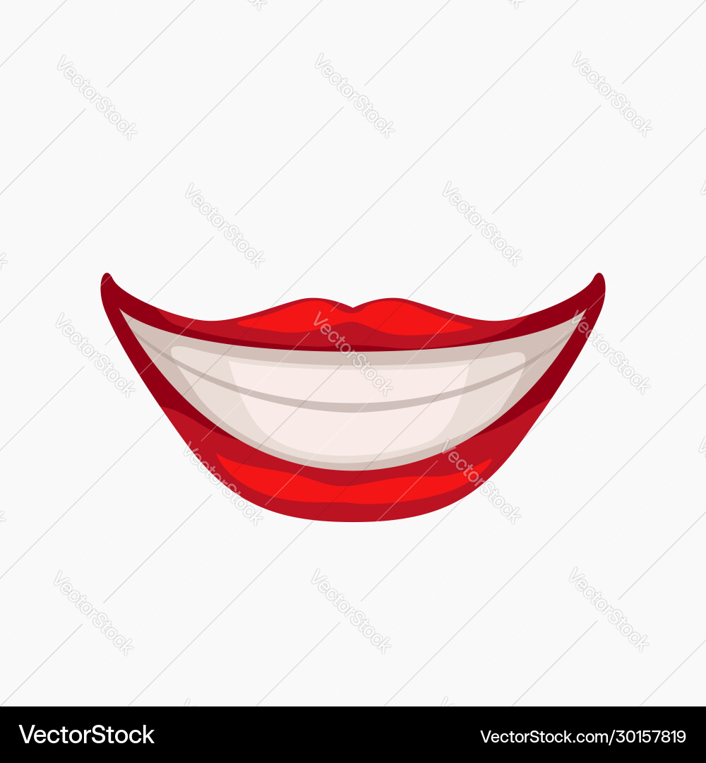 Cartoon smiling female lips on white Royalty Free Vector