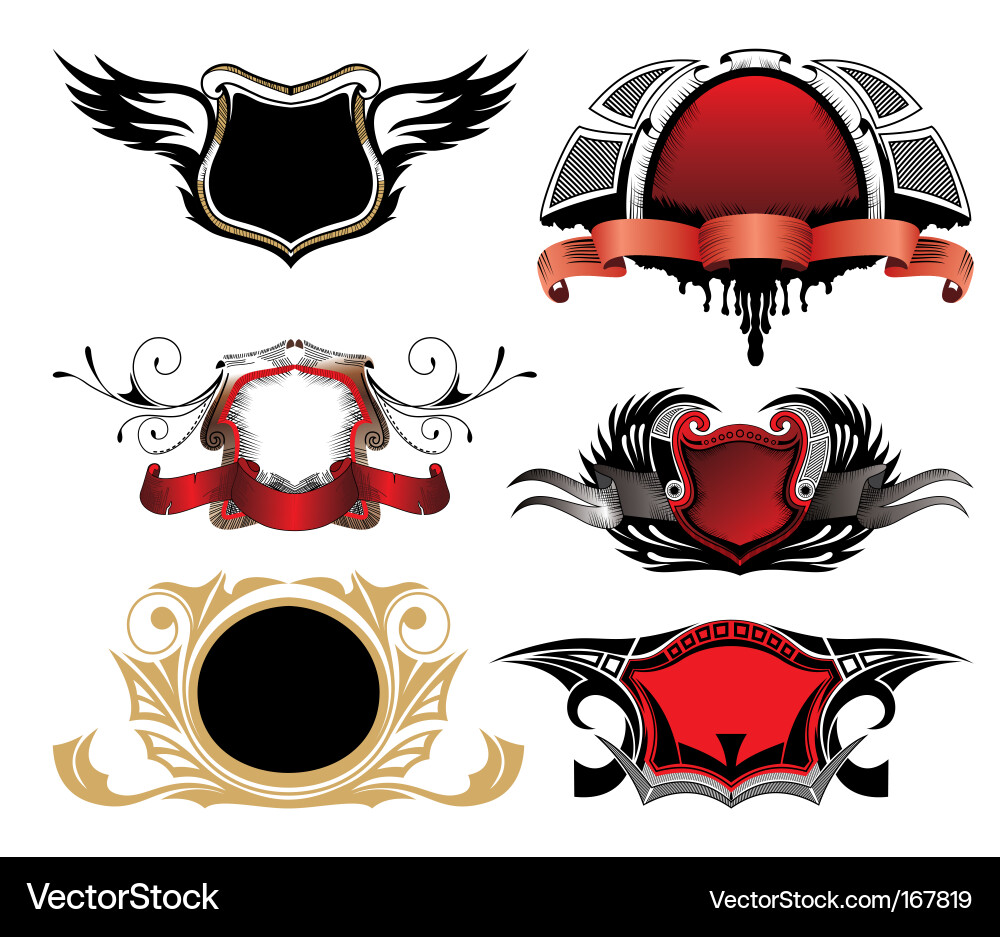Collection shield Royalty Free Vector Image - VectorStock