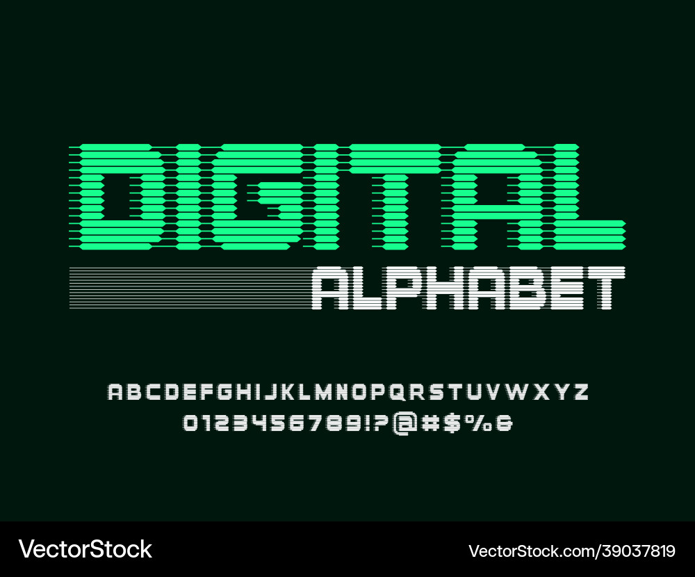 Digital font Royalty Free Vector Image - VectorStock