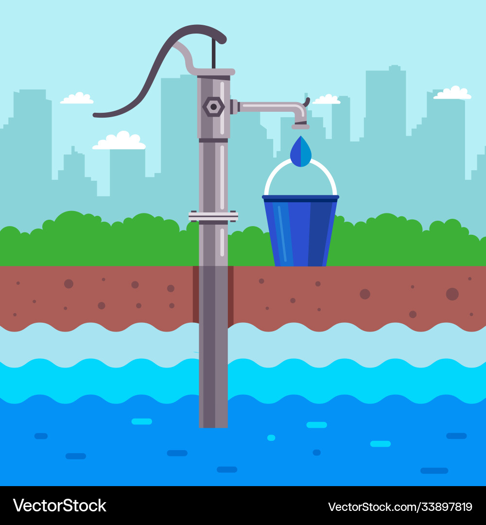 Extraction water from ground column Royalty Free Vector