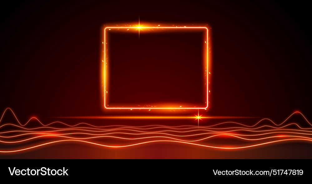 Glowing fire bright rectangle frame Royalty Free Vector