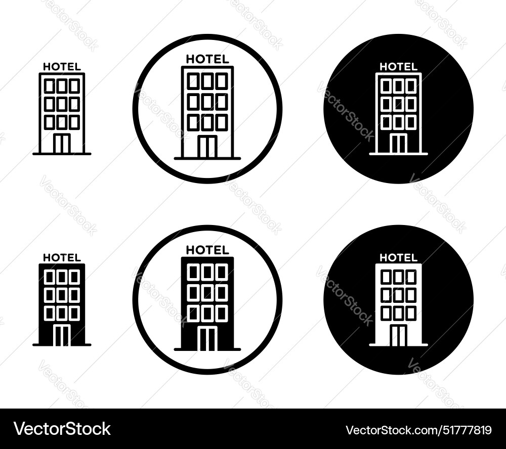 Hotel icon set building featuring Royalty Free Vector Image