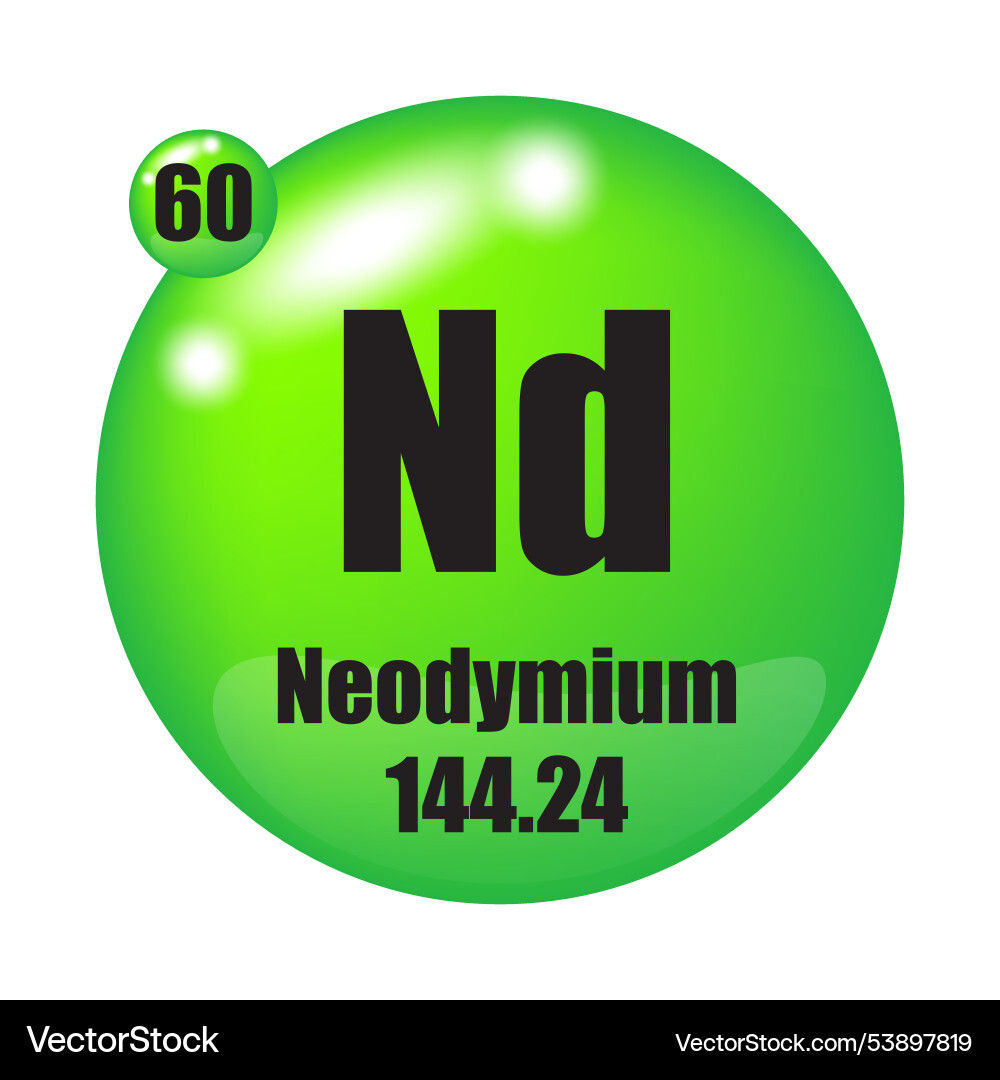 Neodymium icon nd chemical element atomic number Vector Image