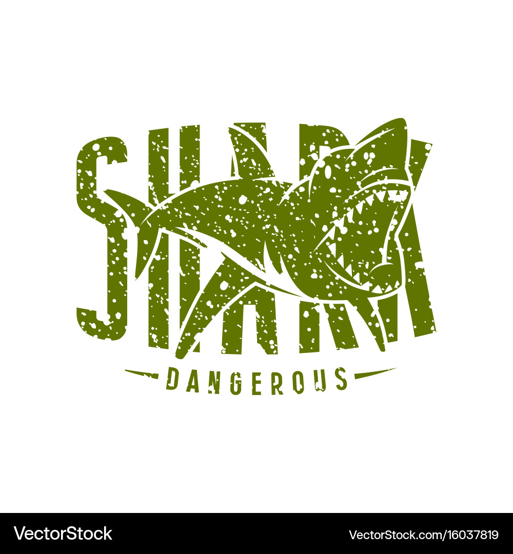 Shark dangerous emblem Royalty Free Vector Image