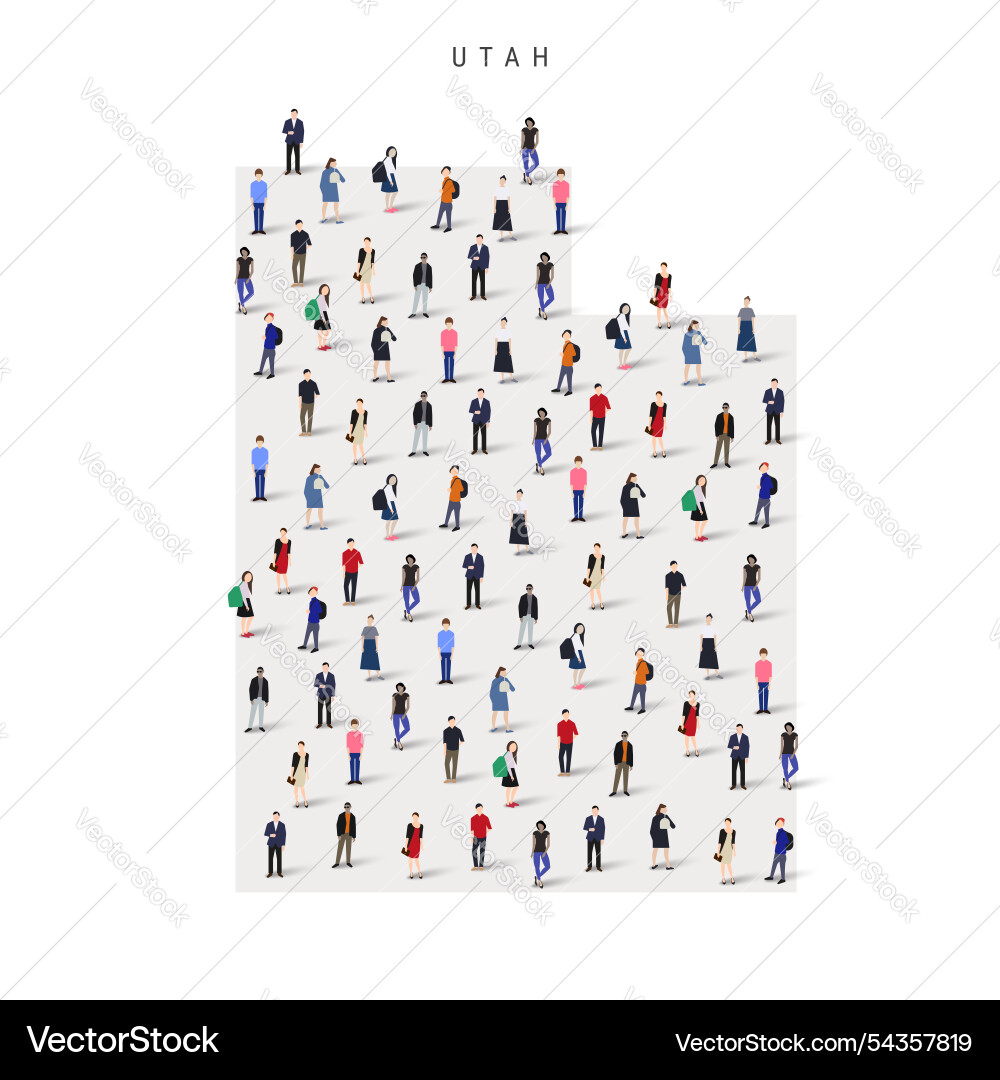 Utah us state population map large group Vector Image