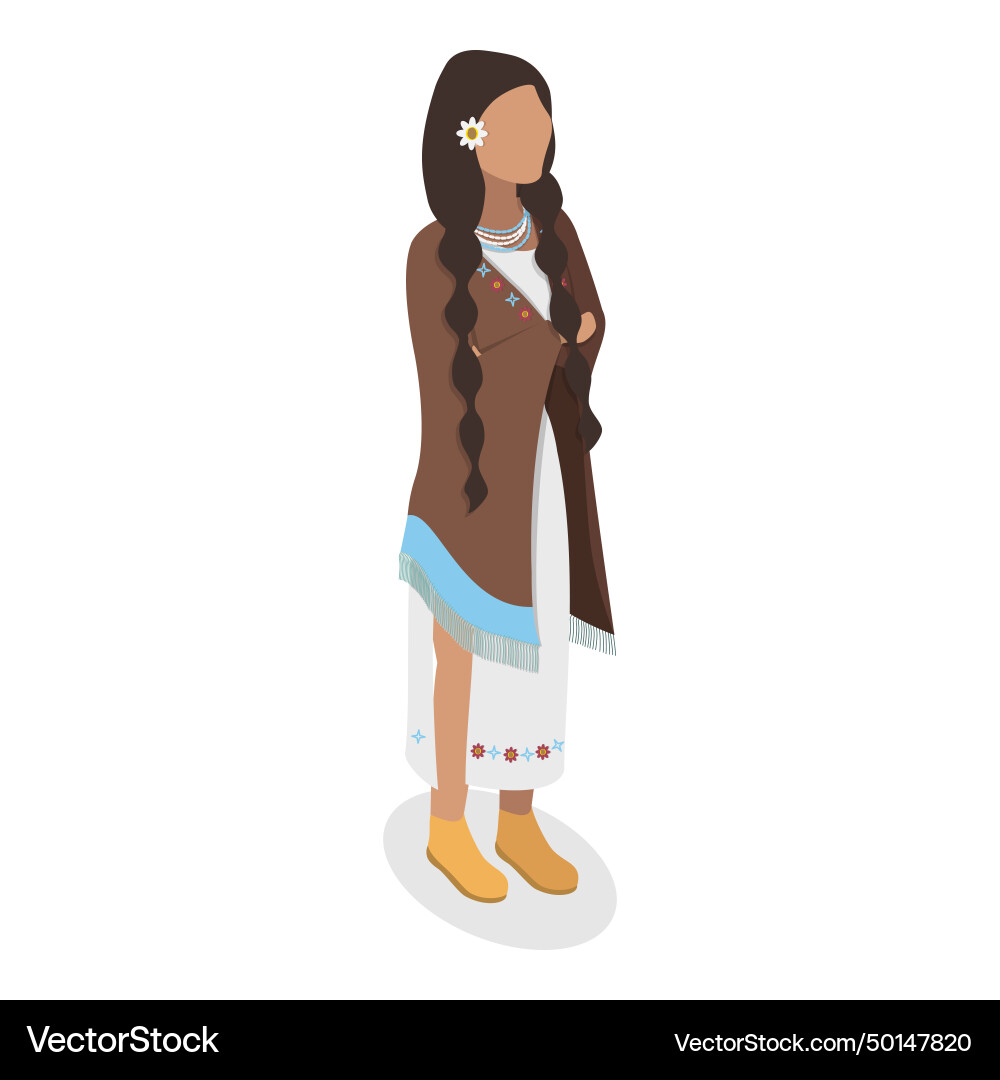 3d isometric flat set of indigenous people Vector Image