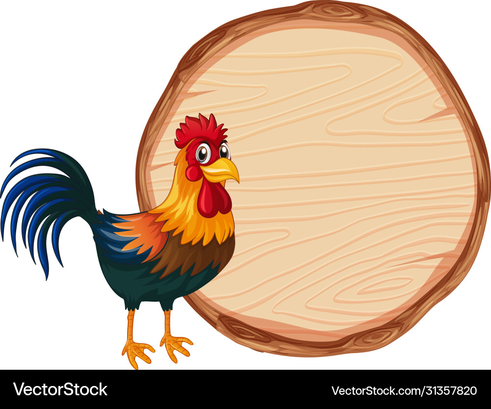 Blank sign template with chicken on white Vector Image