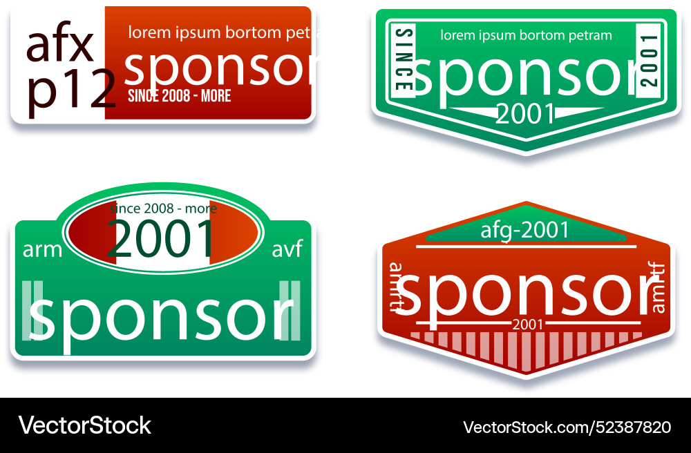 Flat design sponsor stickers set Royalty Free Vector Image