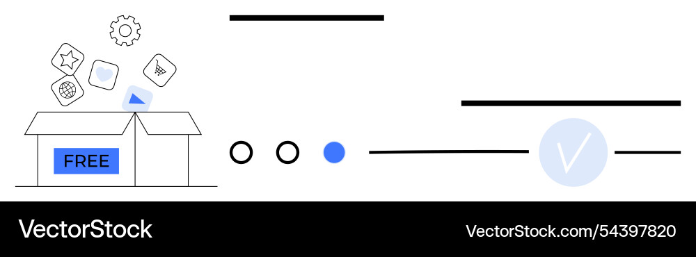 Open box with free digital content and icons Vector Image