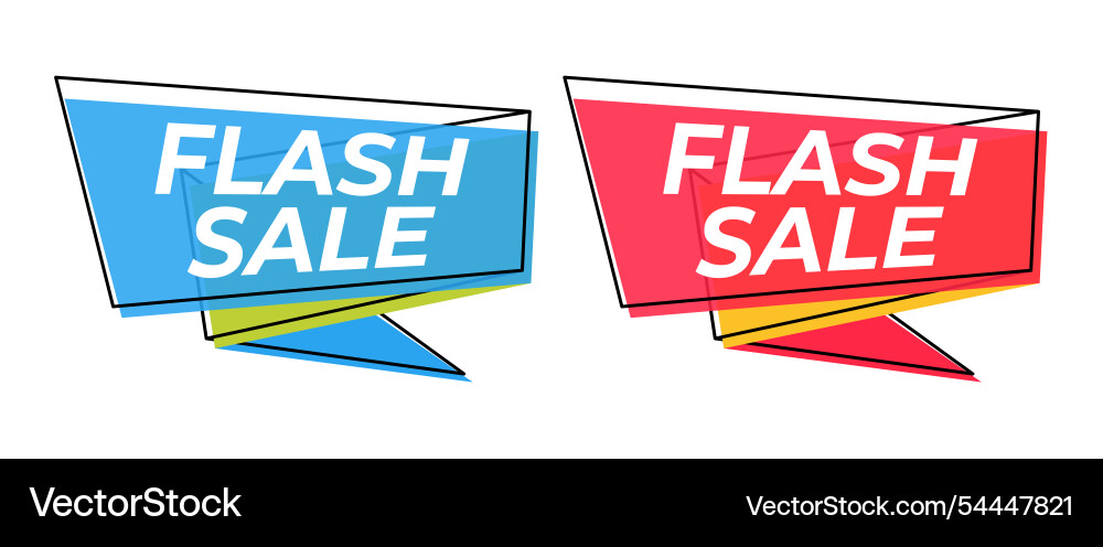 Flash sale ribbon and banner collection set Vector Image