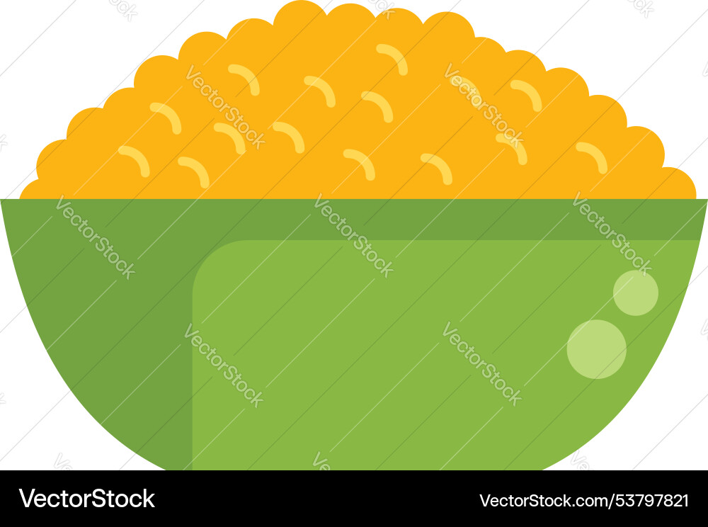 Green bowl overflowing with delicious couscous Vector Image