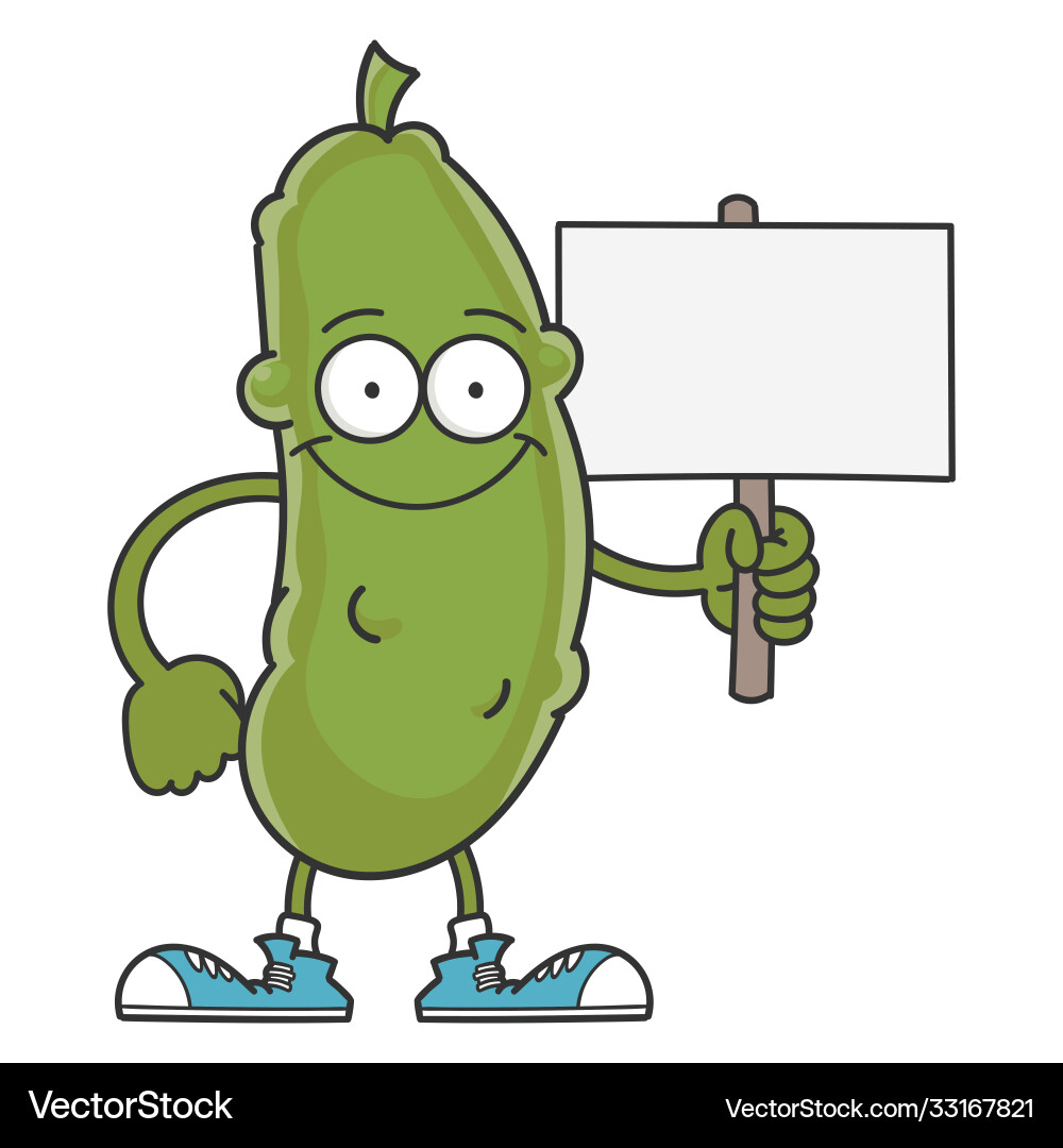 Happy smiling dill pickle cartoon character Vector Image