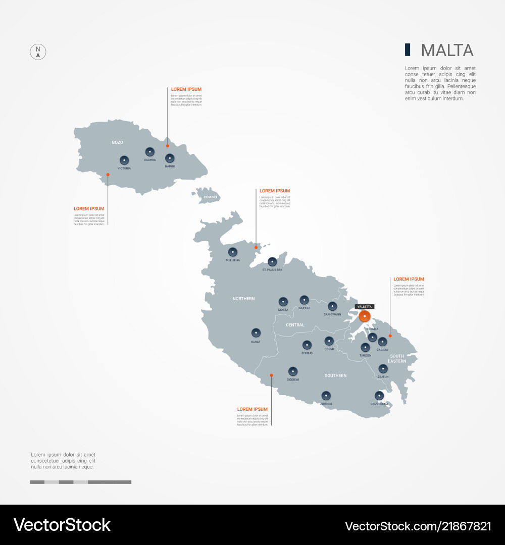 Malta infographic map Royalty Free Vector Image