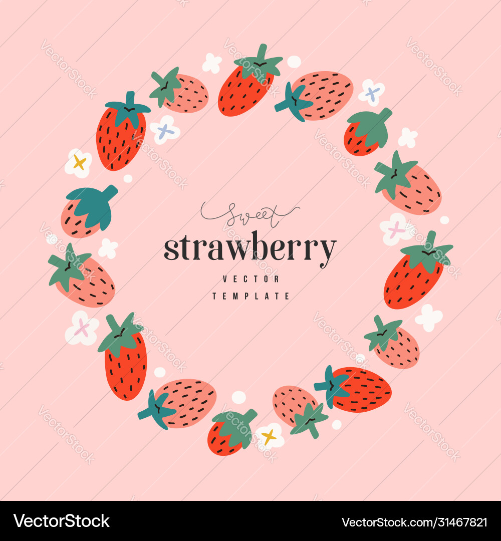Modern strawberry frame border background Vector Image
