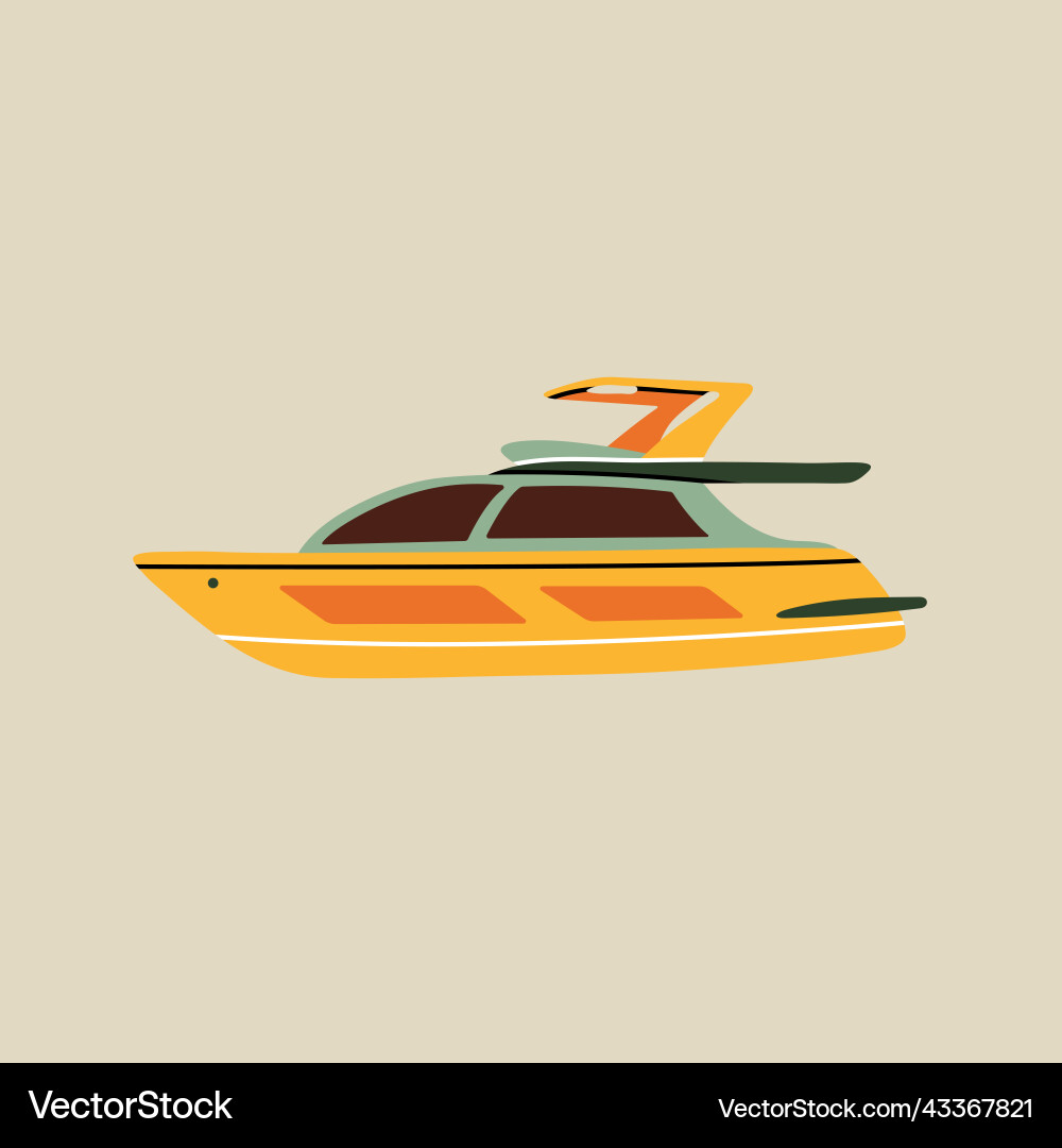 Motor yacht vessel ship boat element in modern Vector Image