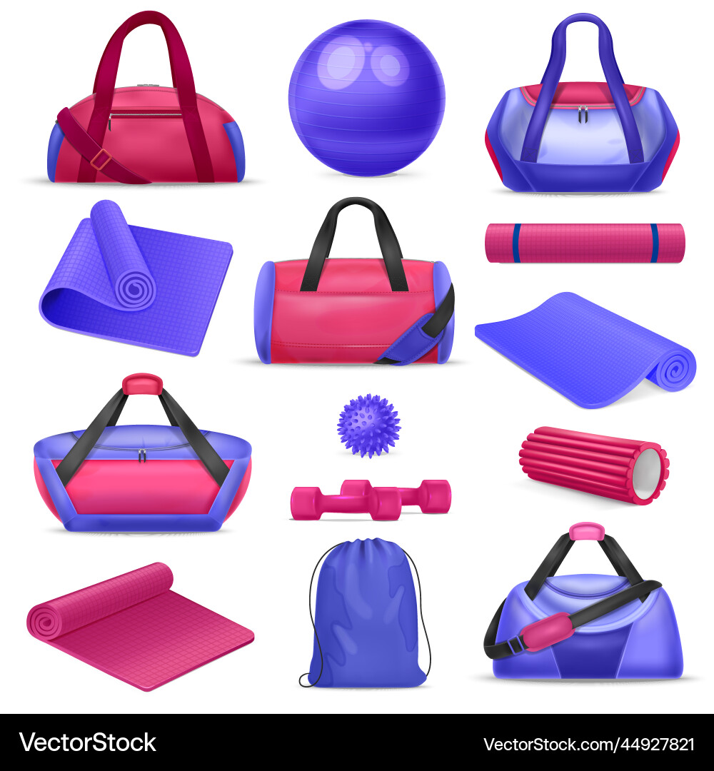 Realistic gym fitness set Royalty Free Vector Image