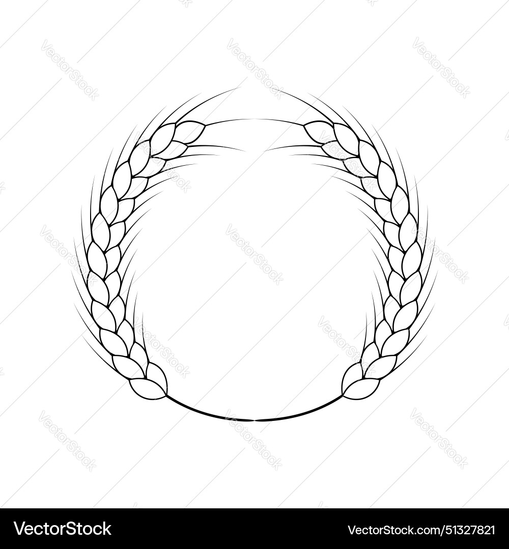 Round wheat wreath with grain spikes Royalty Free Vector