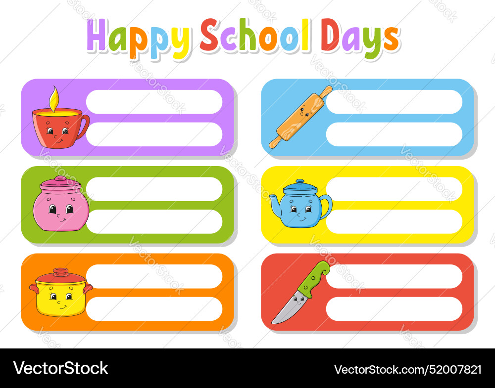 School labels for books and notebooks bright Vector Image