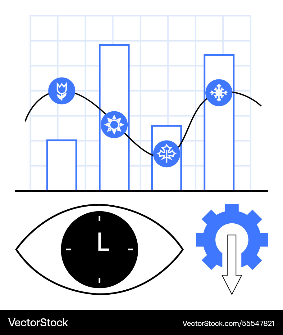 Seasonal data trends with bar graph timeline Vector Image