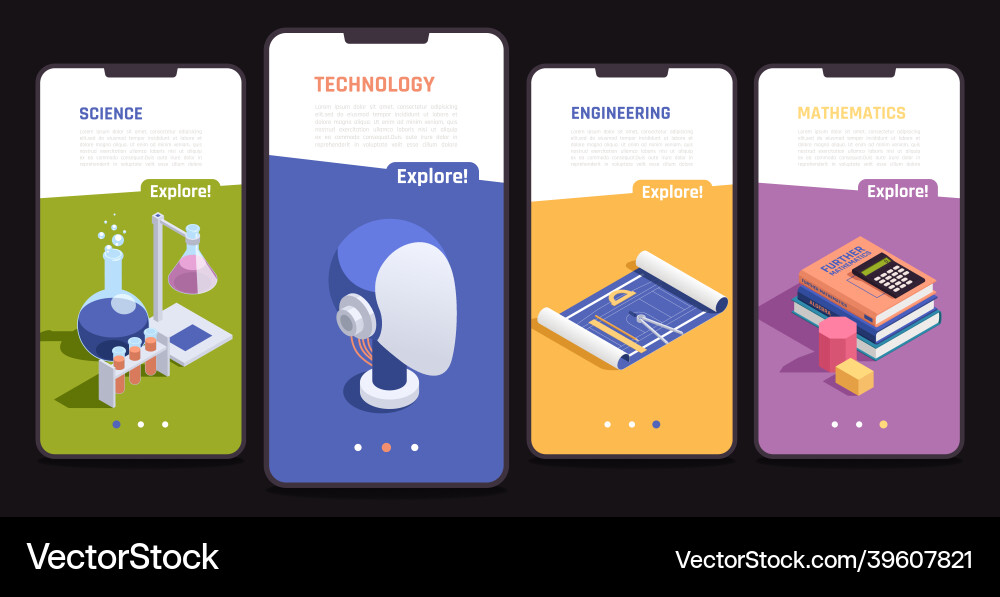 STEM Education Smartphone Set Royalty Free Vector Image