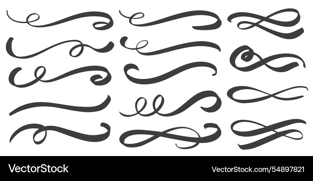 Swirl lines swash and flourish underlines Vector Image