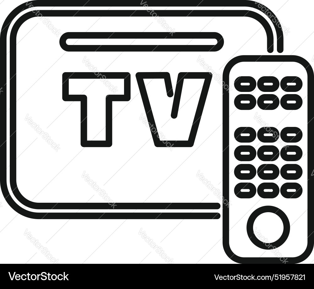 Television set with remote control showing tv Vector Image