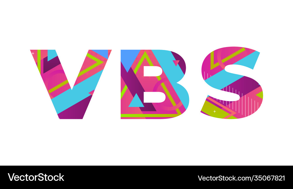 Vbs concept retro colorful word art Royalty Free Vector