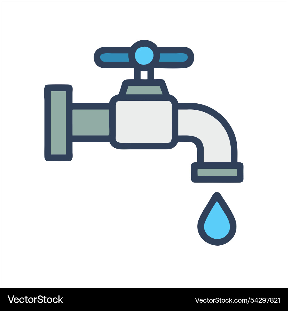 Water faucet icon with dripping drop Royalty Free Vector