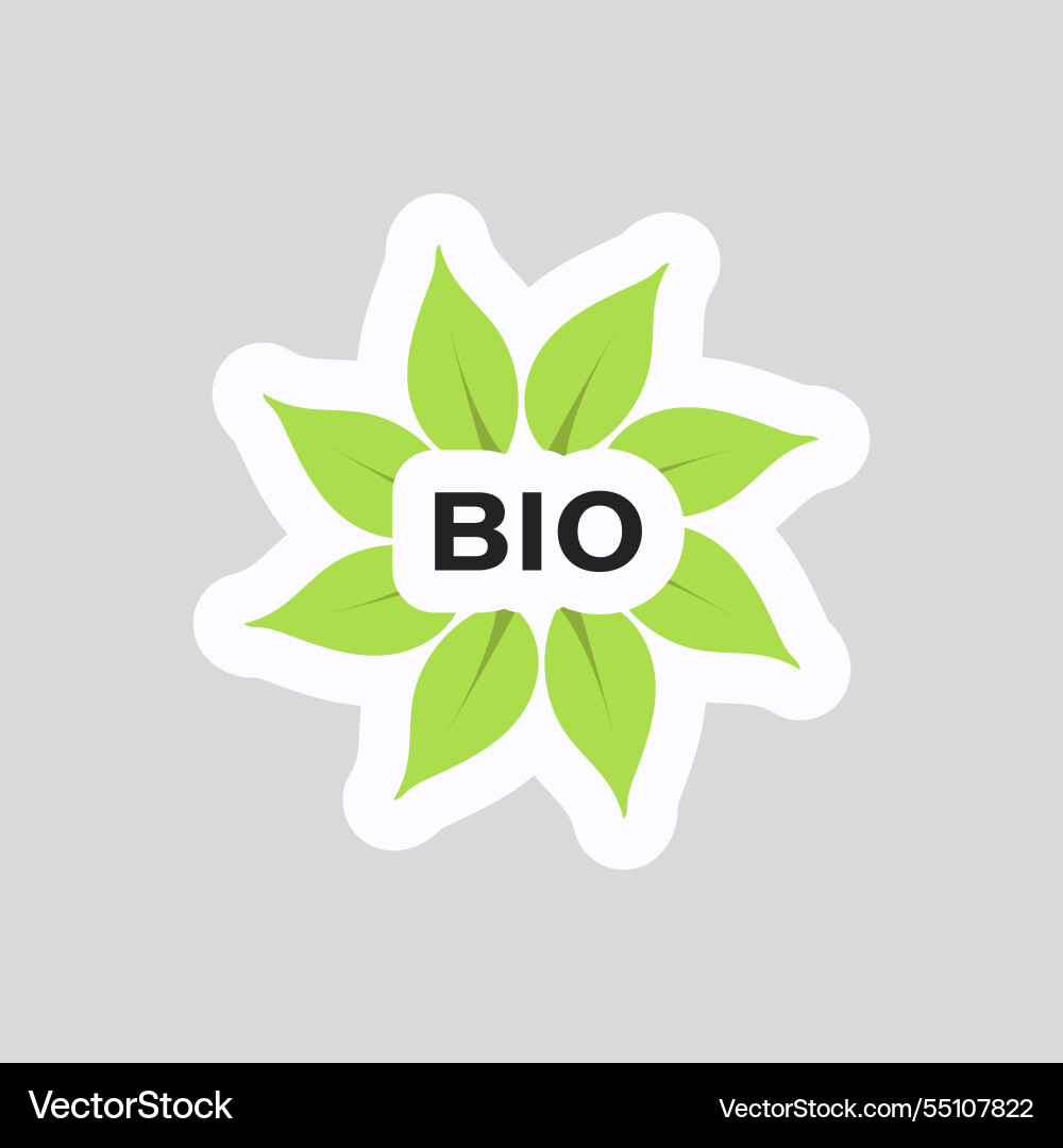 Bio slogan on ecology sticker in flat design eco Vector Image