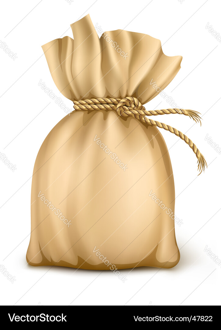 Brown Woven Sack with Rope Royalty Free Vector Image