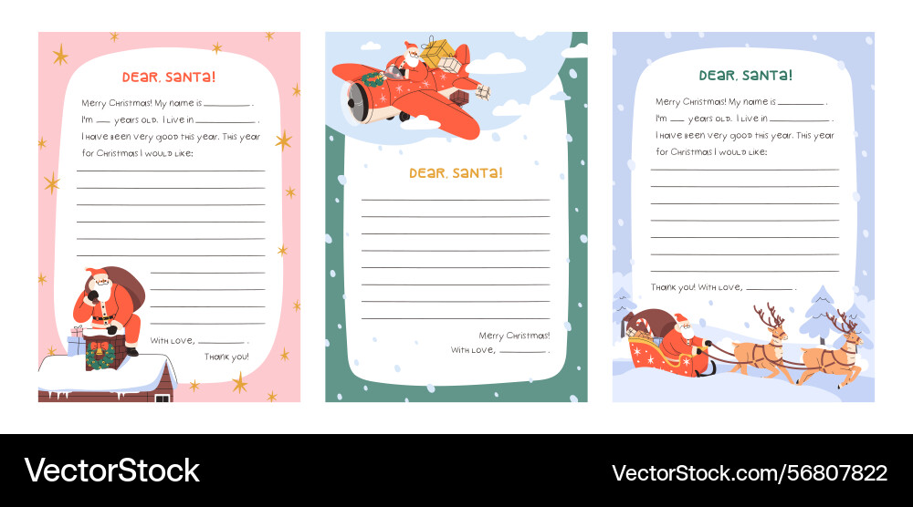 Christmas letter templates set blank paper – Royalty-Free Vector ...