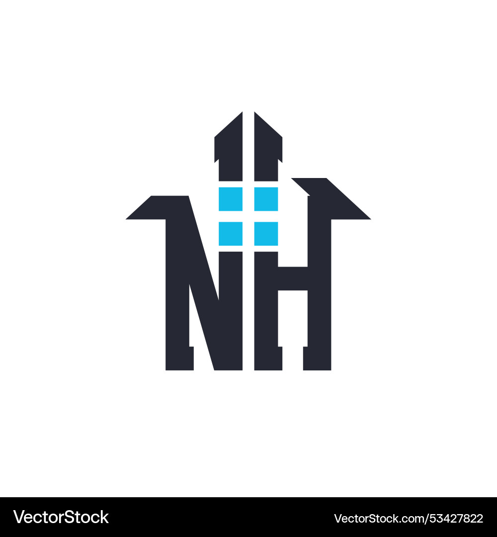Initials nh house logo design creative letter Vector Image