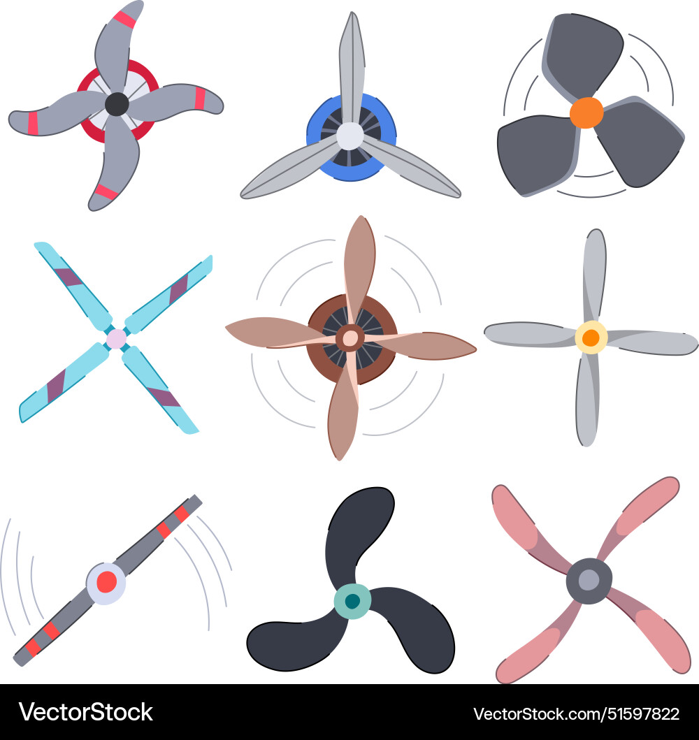 Propeller set cartoon Royalty Free Vector Image