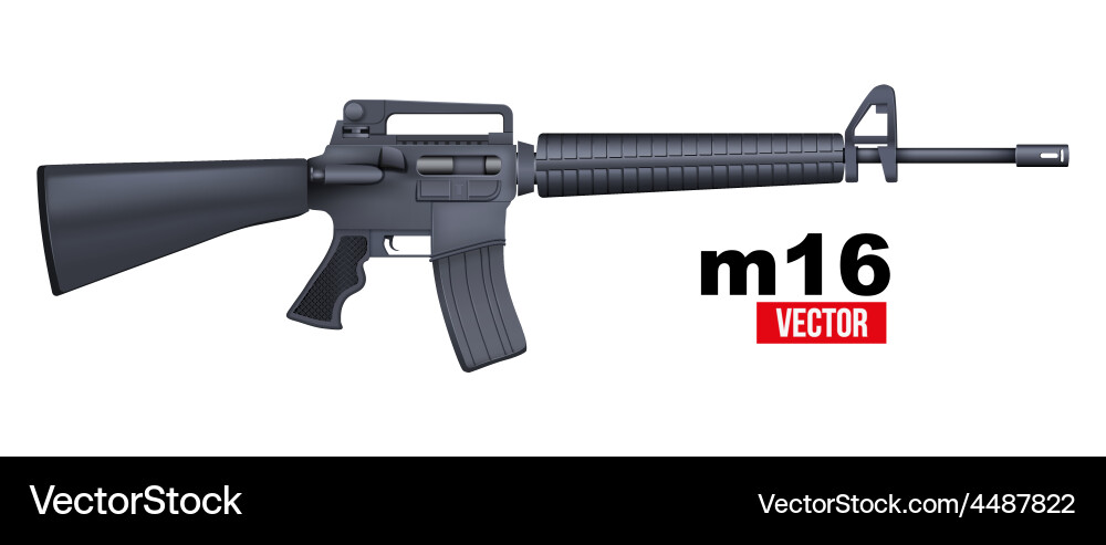 Realistic m16 rifle isolated on a white Royalty Free Vector